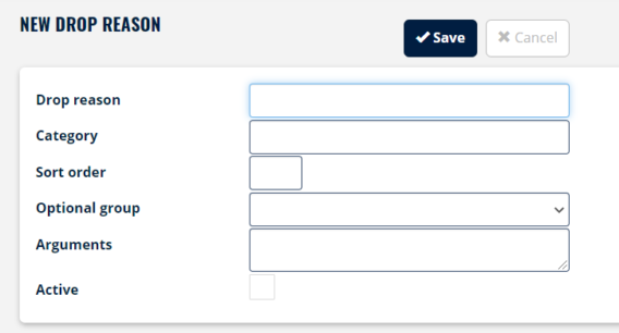 Drop reasons - MAX LEADMANAGER